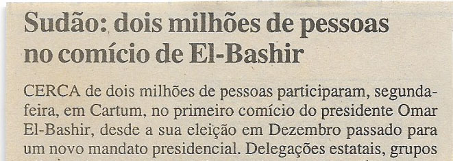 Sudão: Dois milhões de pessoas no comício de El Bashir – 10 de Janeiro de 2001 - bussolafrica.co.mz